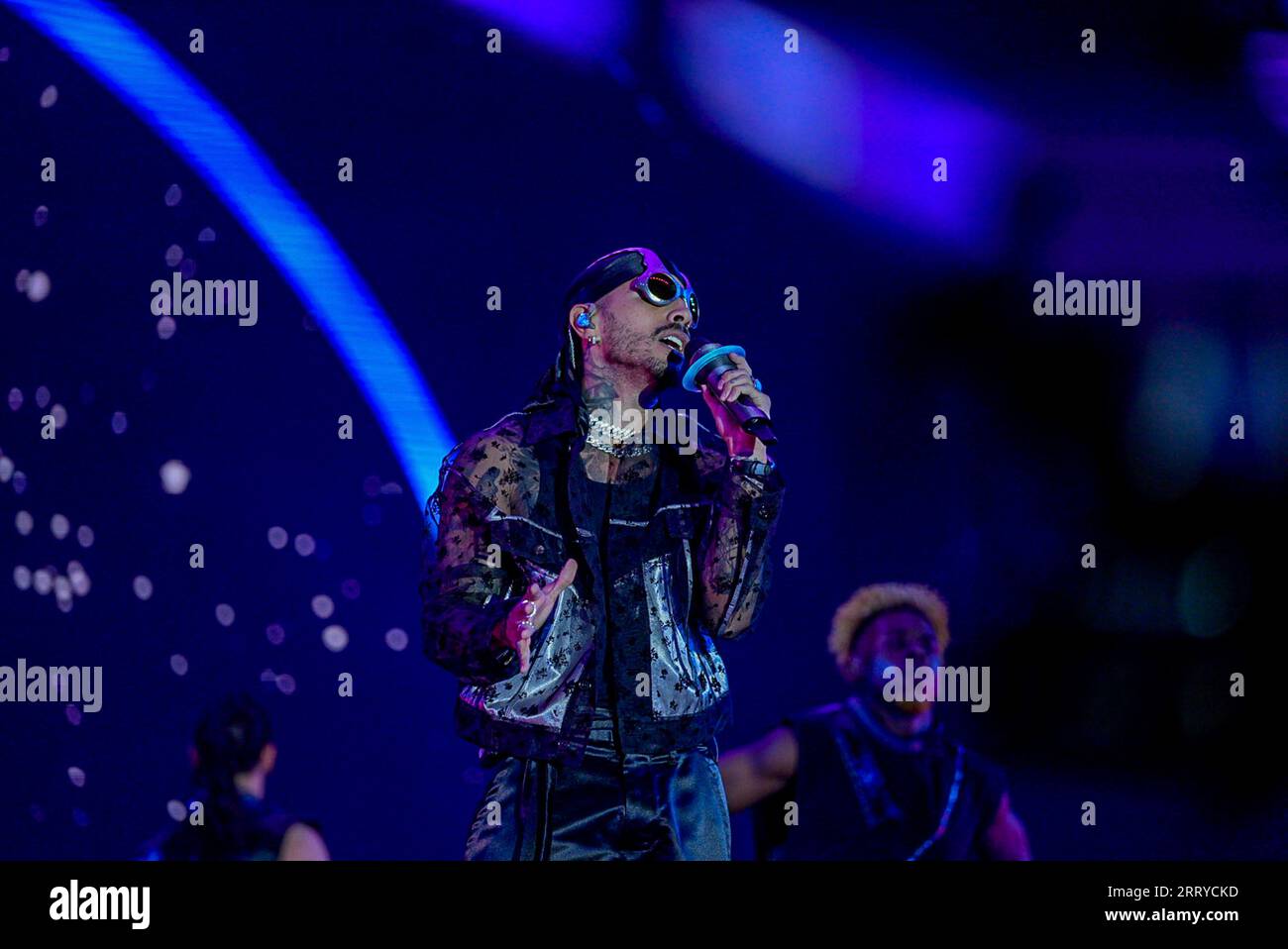 The singer, Rauw Alejandro during his performance at the Cartuja ...