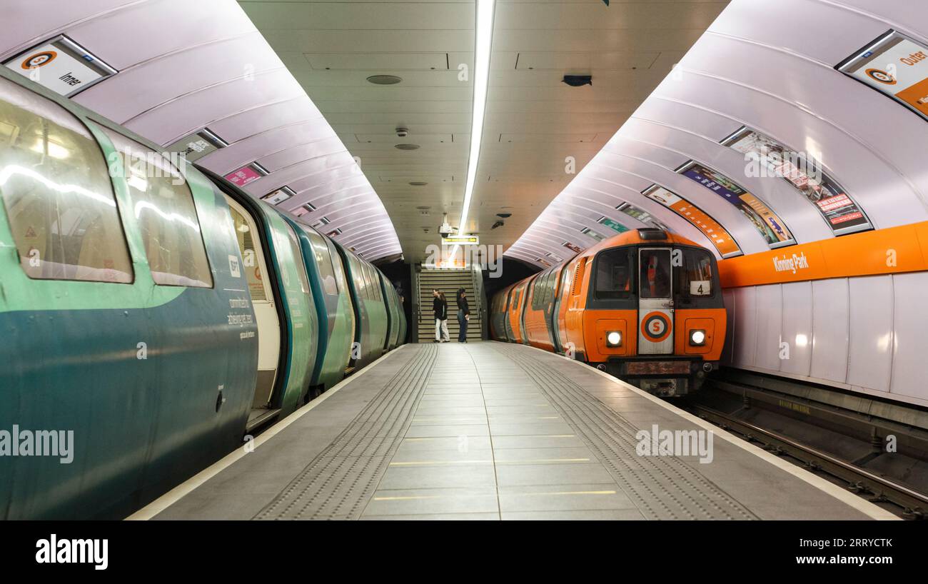 SPT subway train arriving at Glasgow Kinning Park Subway station on the ...
