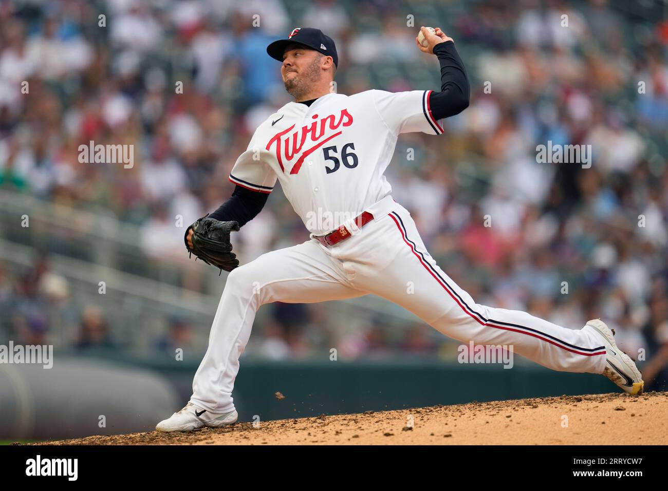 Minnesota Twins relief pitcher Caleb Thielbar (56) delivers during the ...