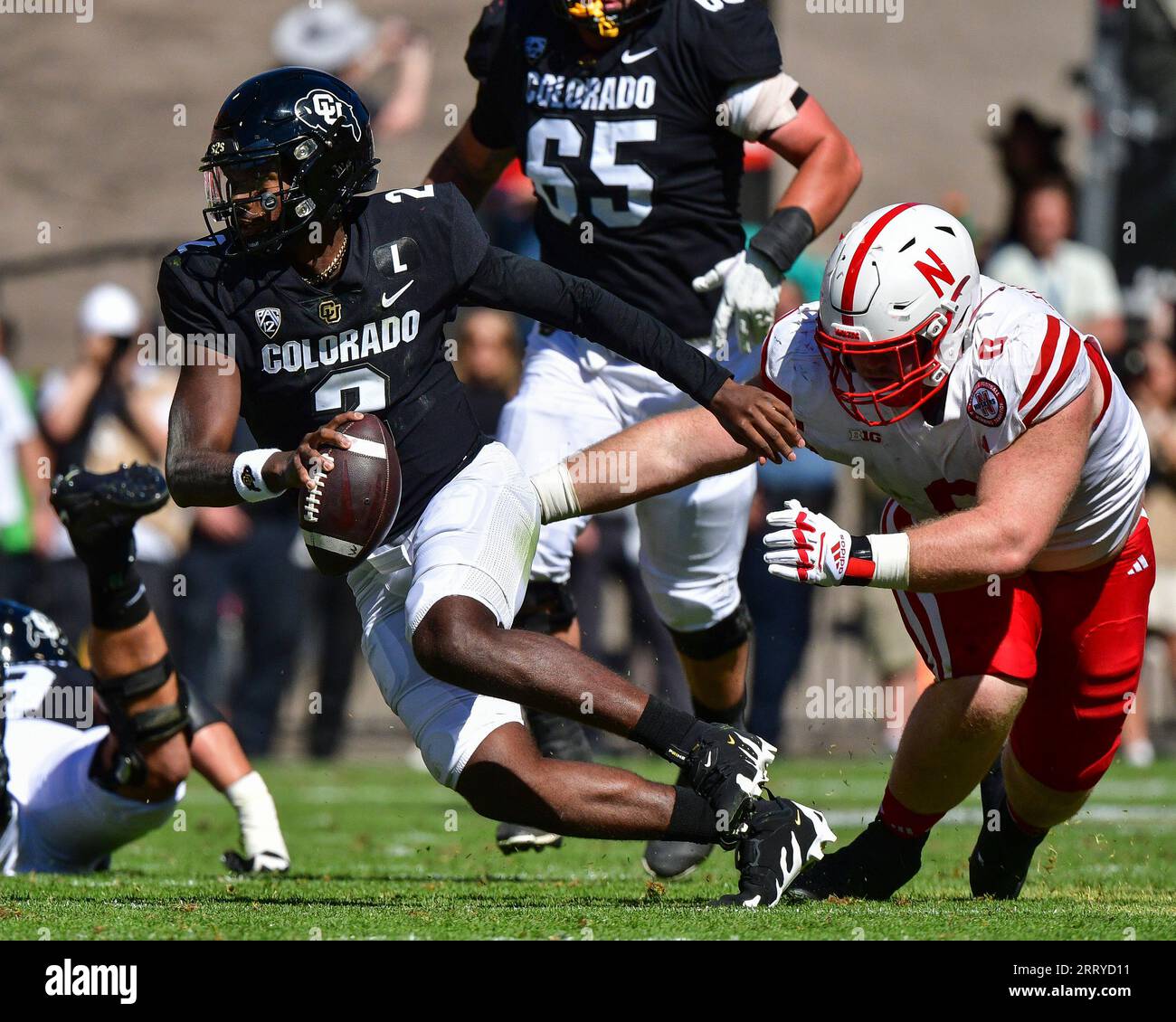 September 09, 2023: Colorado Buffaloes guard Luke O'Brien (0) slips the ...