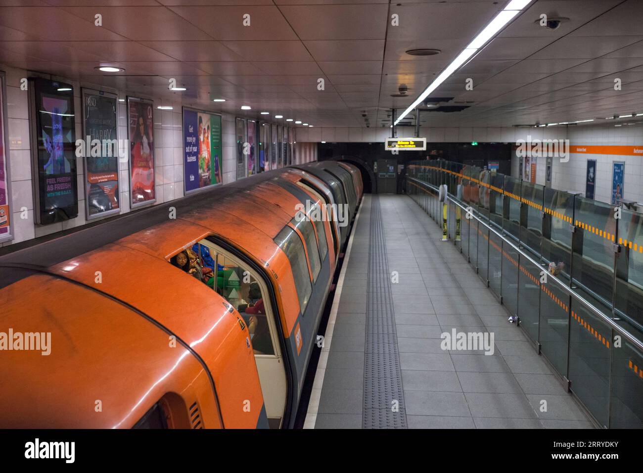 SPT subway train at Glasgow Buchanan street underground station on the ...