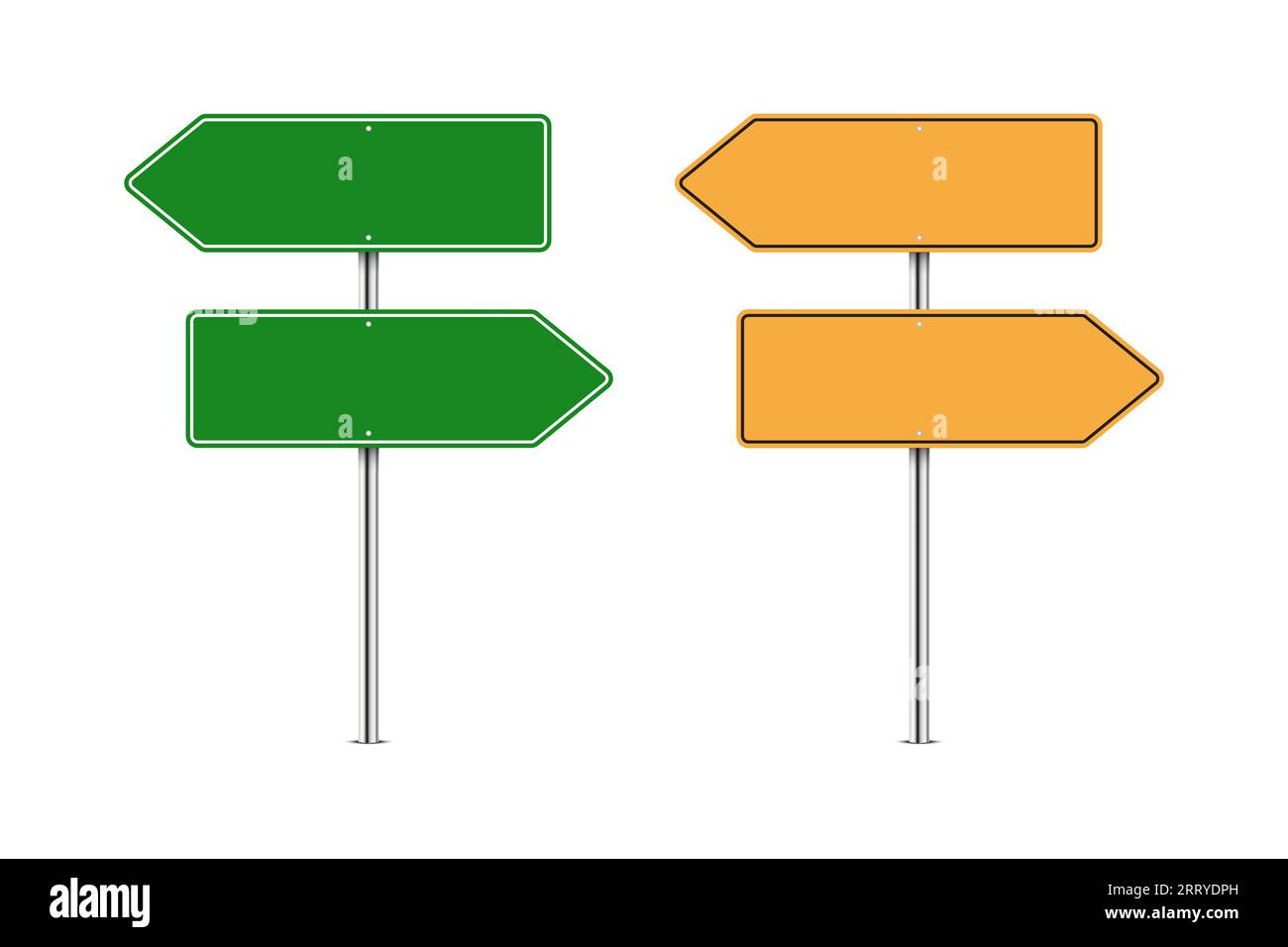 green and yellow road direction signs. Vector illustration Stock Vector ...