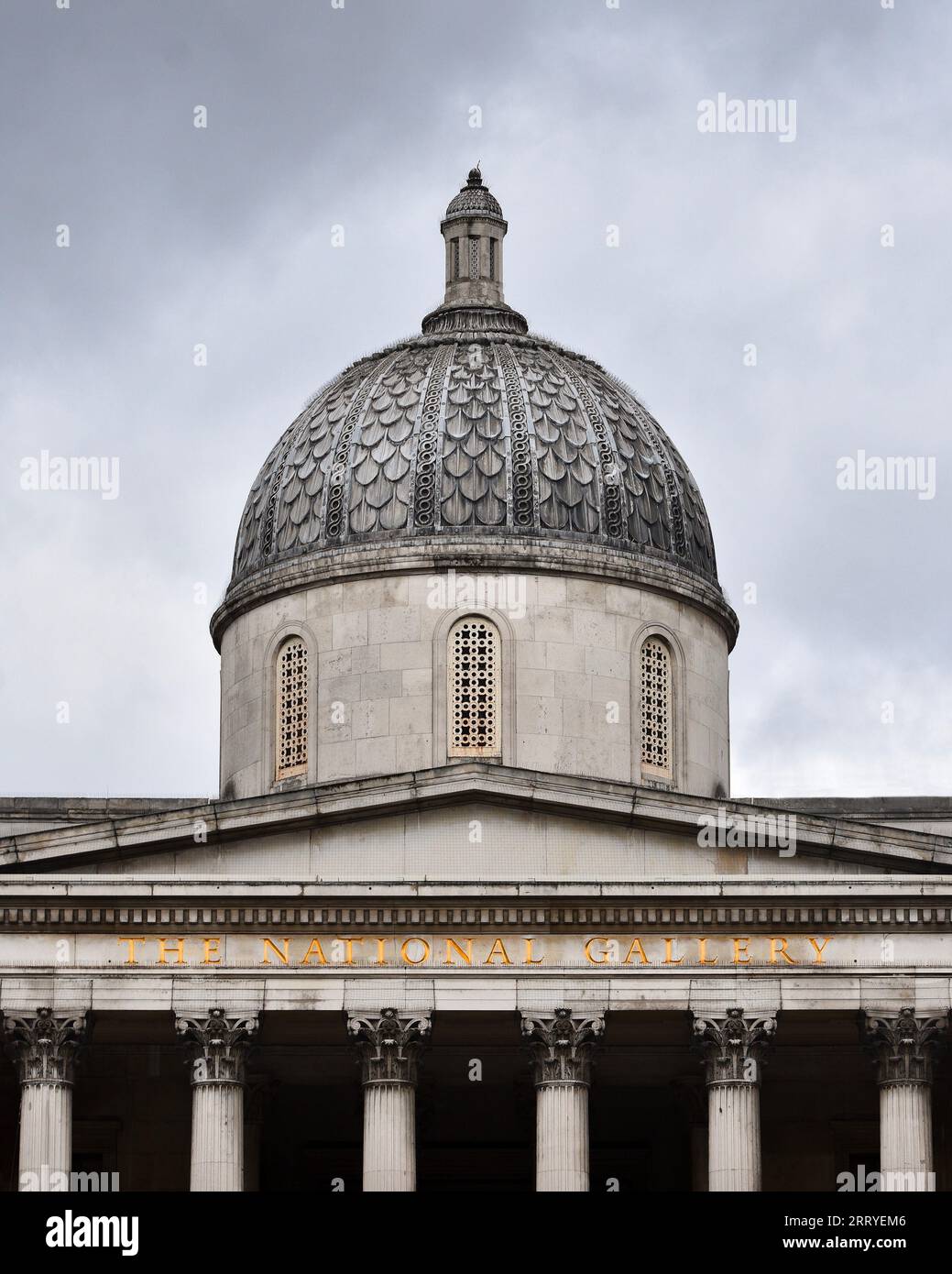 Facade of The National Gallery showing the dome and Corinthian Columns ...
