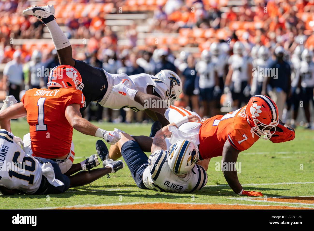 Clemson running back Phil Mafah (7) scores a touchdown during the ...