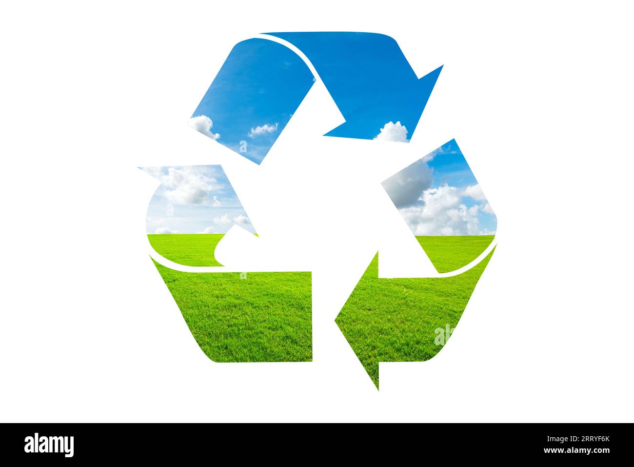 Illustration recycling symbol of nature elements, green foliage, blue ...