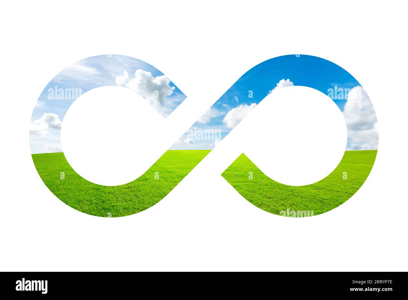 Green leaf,cloud,grass infinity symbol on white background ...