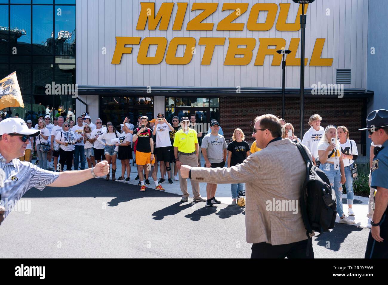 Missouri head coach Eliah Drinkwitz greets fans as he enters Memorial ...