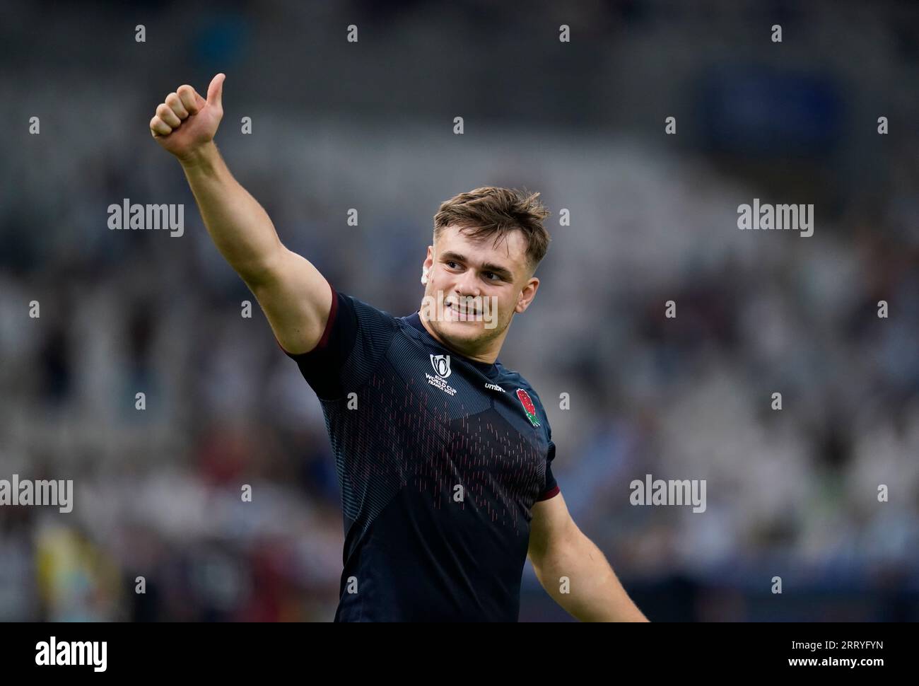 England's Theo Dan celebrates after the 2023 Rugby World Cup Pool D ...