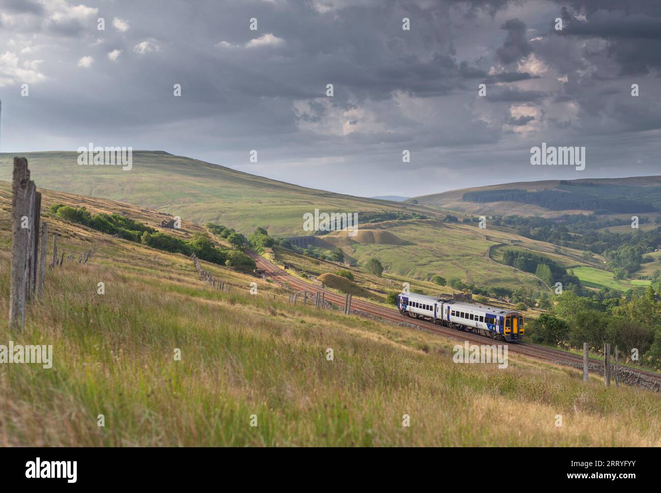Northern Rail class 158 diesel multiple unit train in Dentdale, Cumbria ...