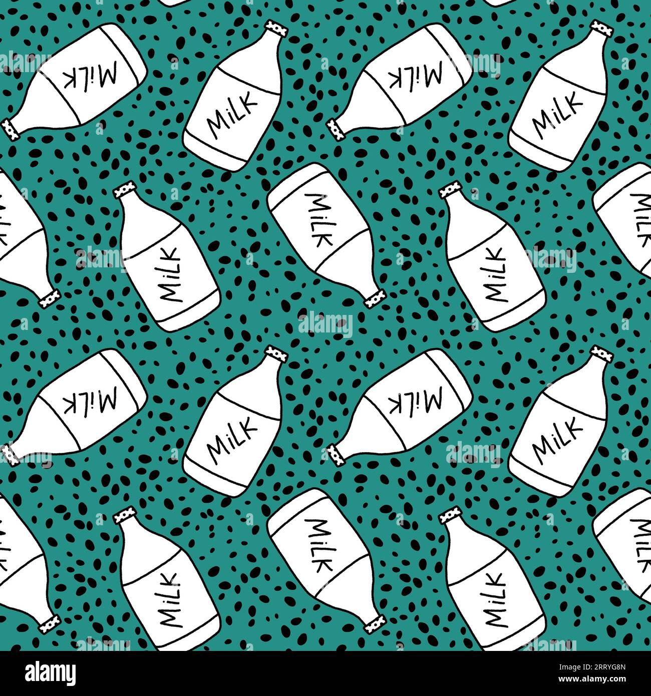Cartoon milk bottle seamless doodle pattern for wrapping paper and ...