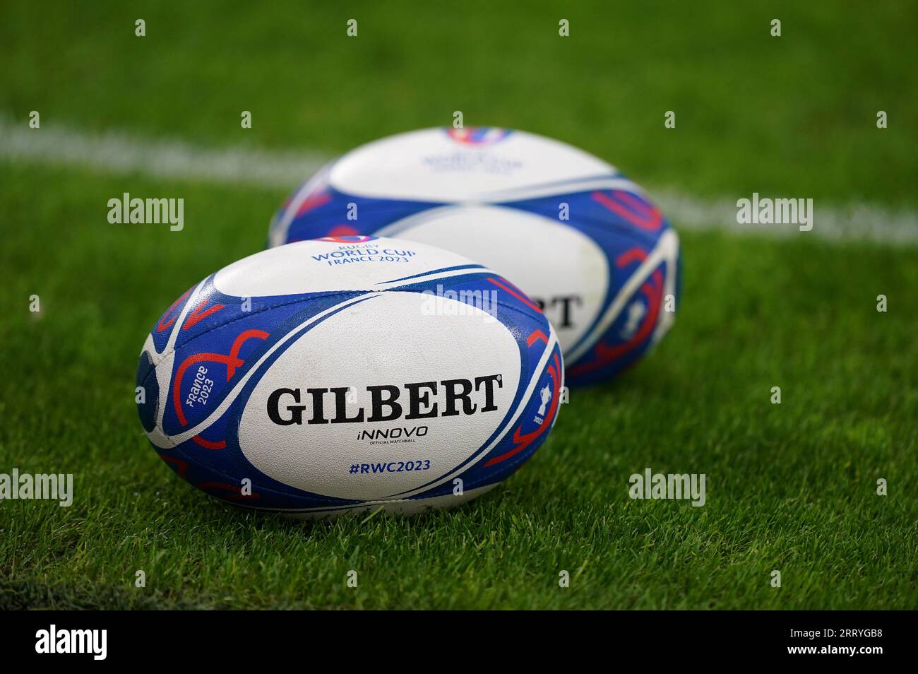 Gilbert match balls before the 2023 Rugby World Cup Pool D match at the ...