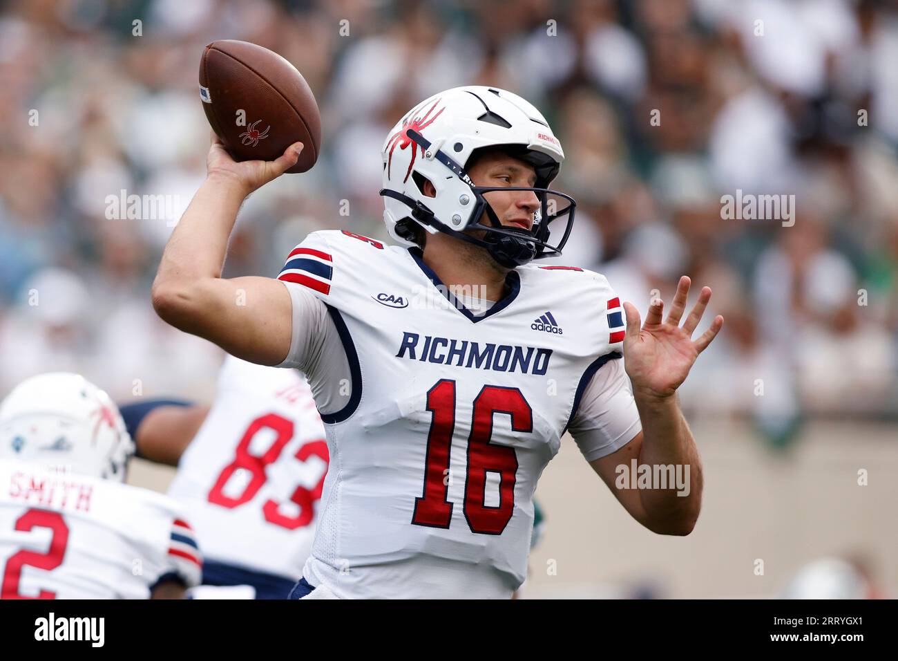 Richmond quarterback Kyle Wickersham throws against Michigan State ...