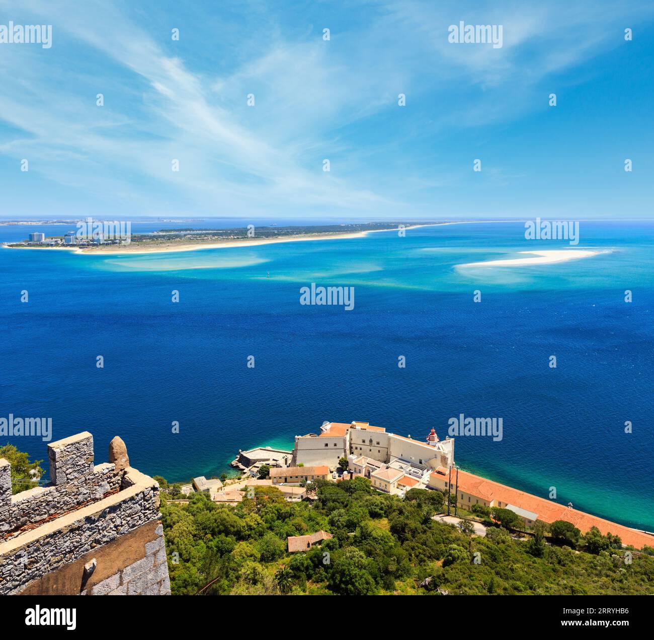 Summer sea coast landscape. View from Nature Park of Arrabida in ...