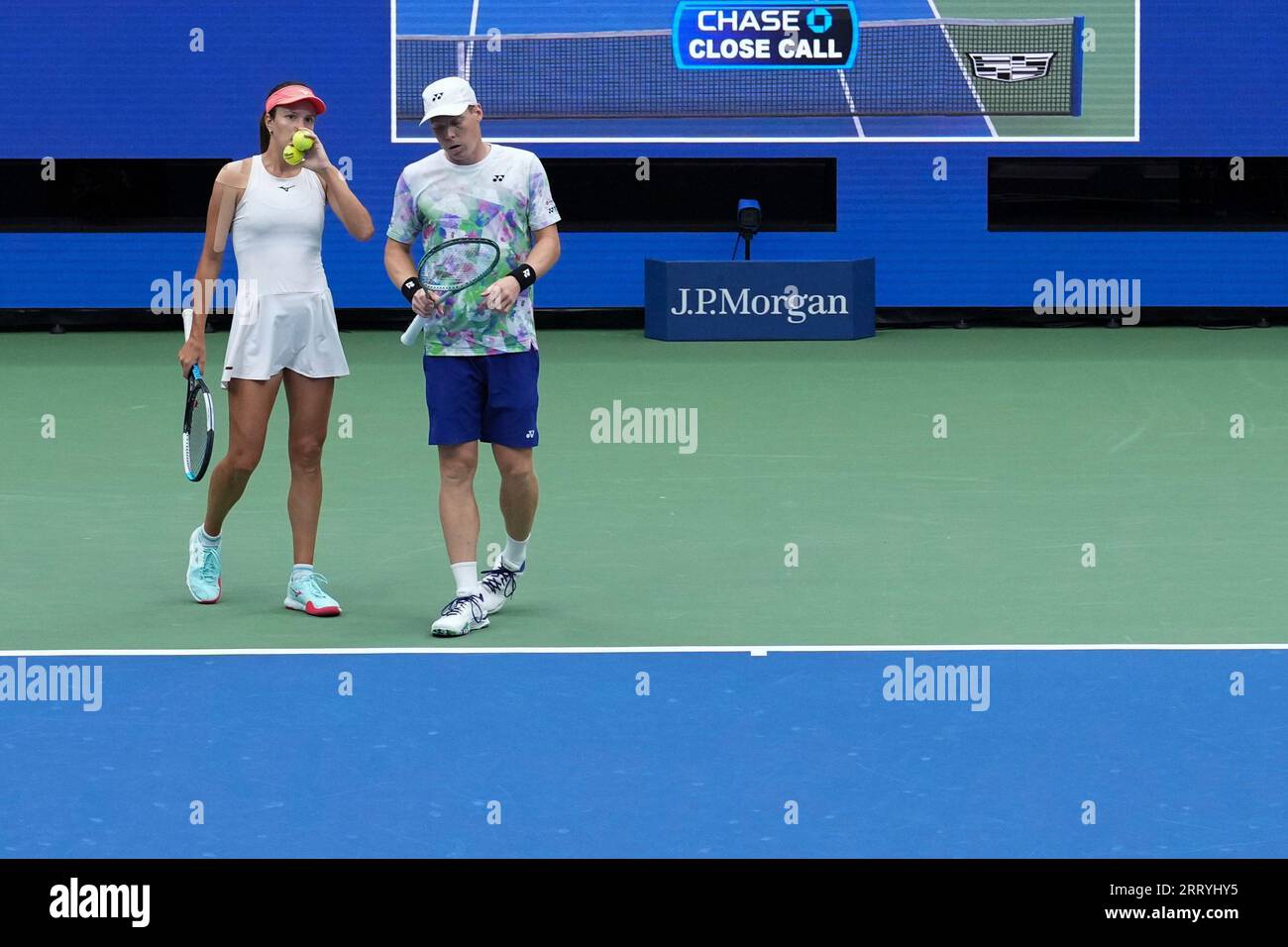 Anna Danilina and Harri Heliovaara in action during a mixed doubles ...