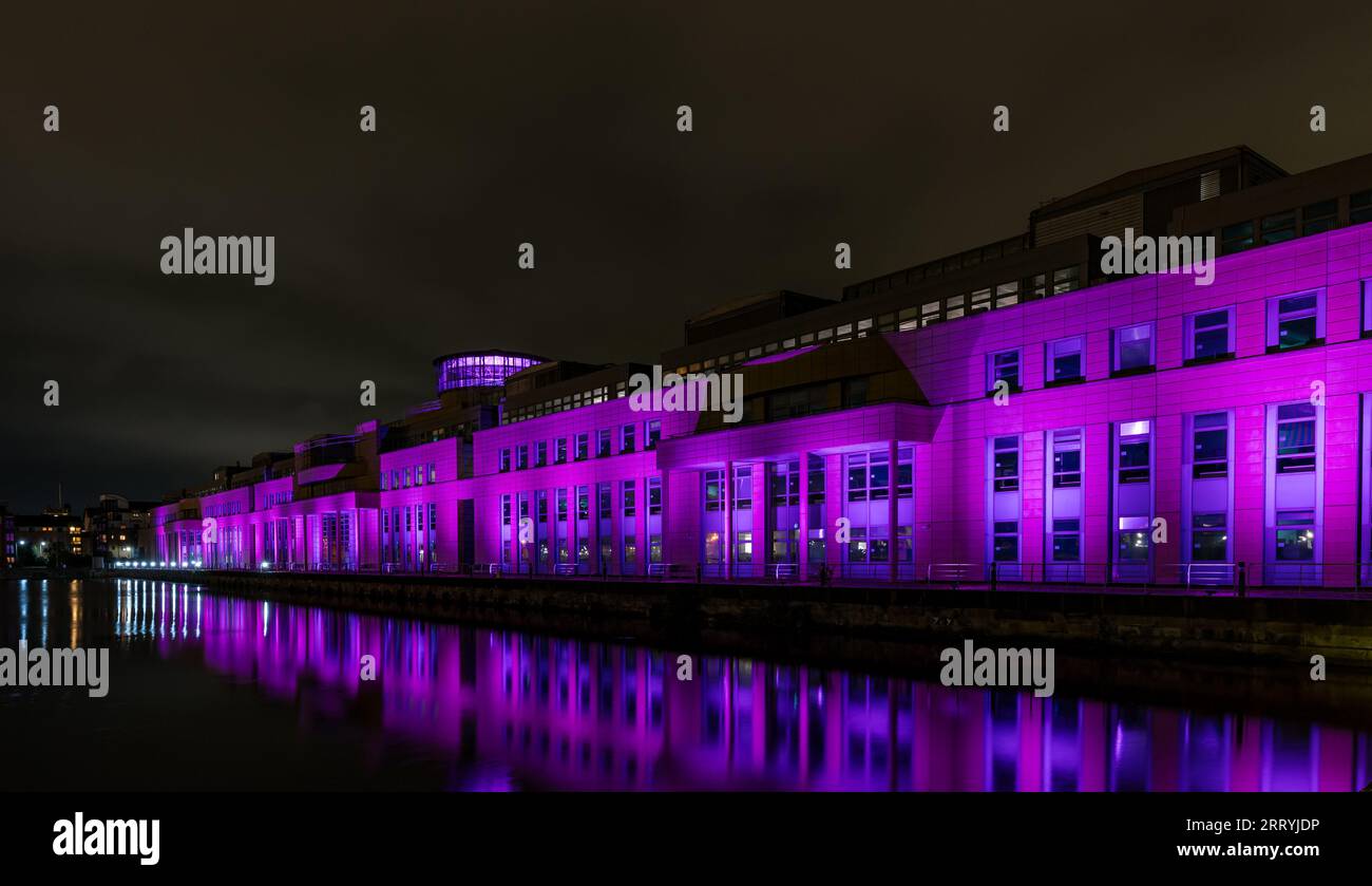 Leith, Edinburgh, Scotland, UK, 09 September 2023, Victoria Quay Lights ...