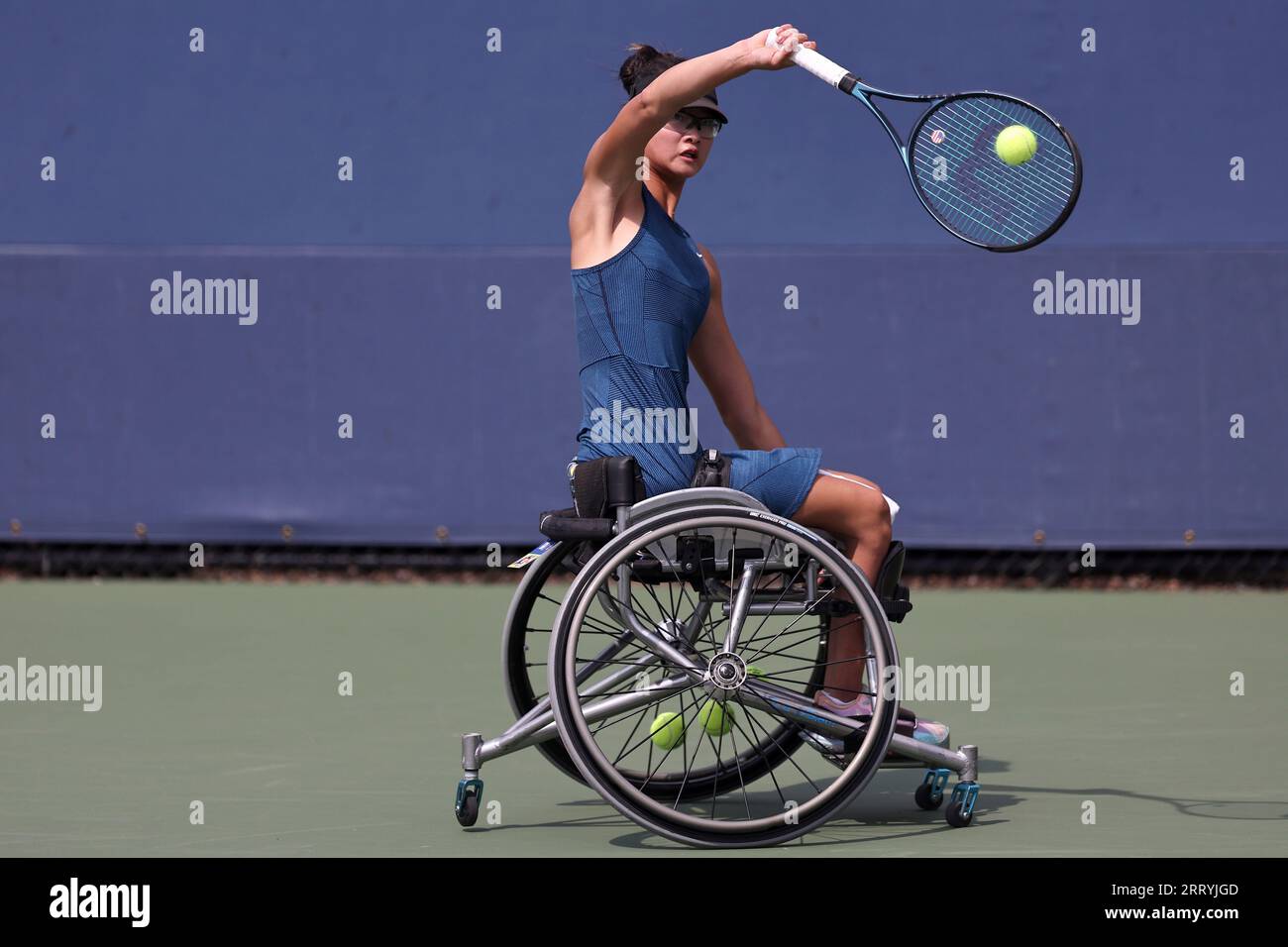 Maylee Phelps in action during a junior wheelchair girls' singles ...