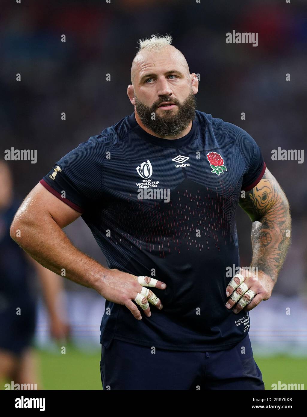 England's Joe Marler during the 2023 Rugby World Cup Pool D match at ...