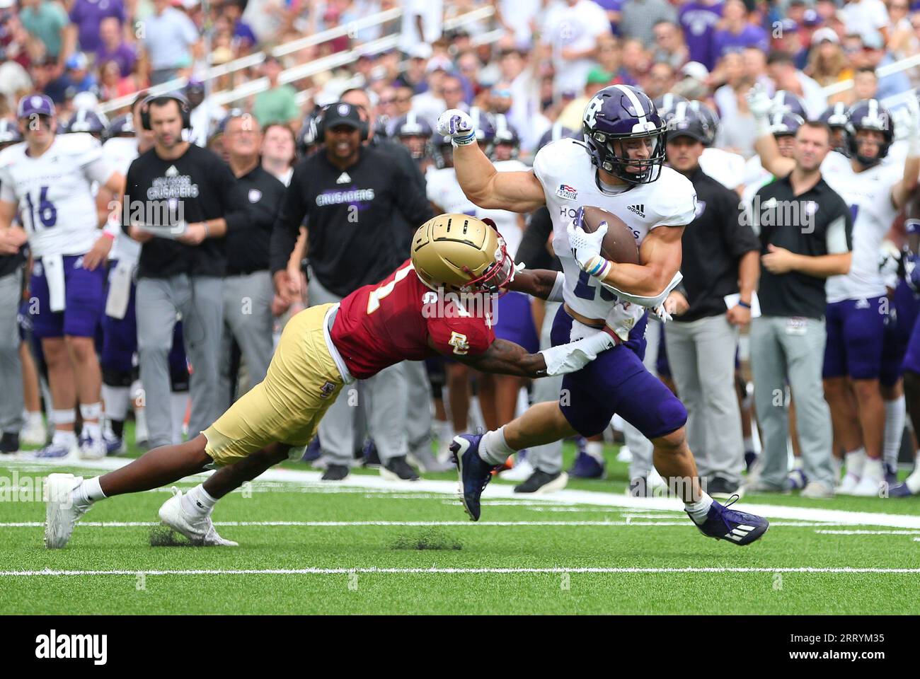 CHESTNUT HILL, MA - SEPTEMBER 09: Holy Cross Crusaders running back ...