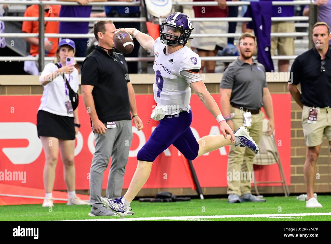 Chestnut Hill, Mass. 9th Sep, 2023. Holy Cross Crusaders quarterback ...