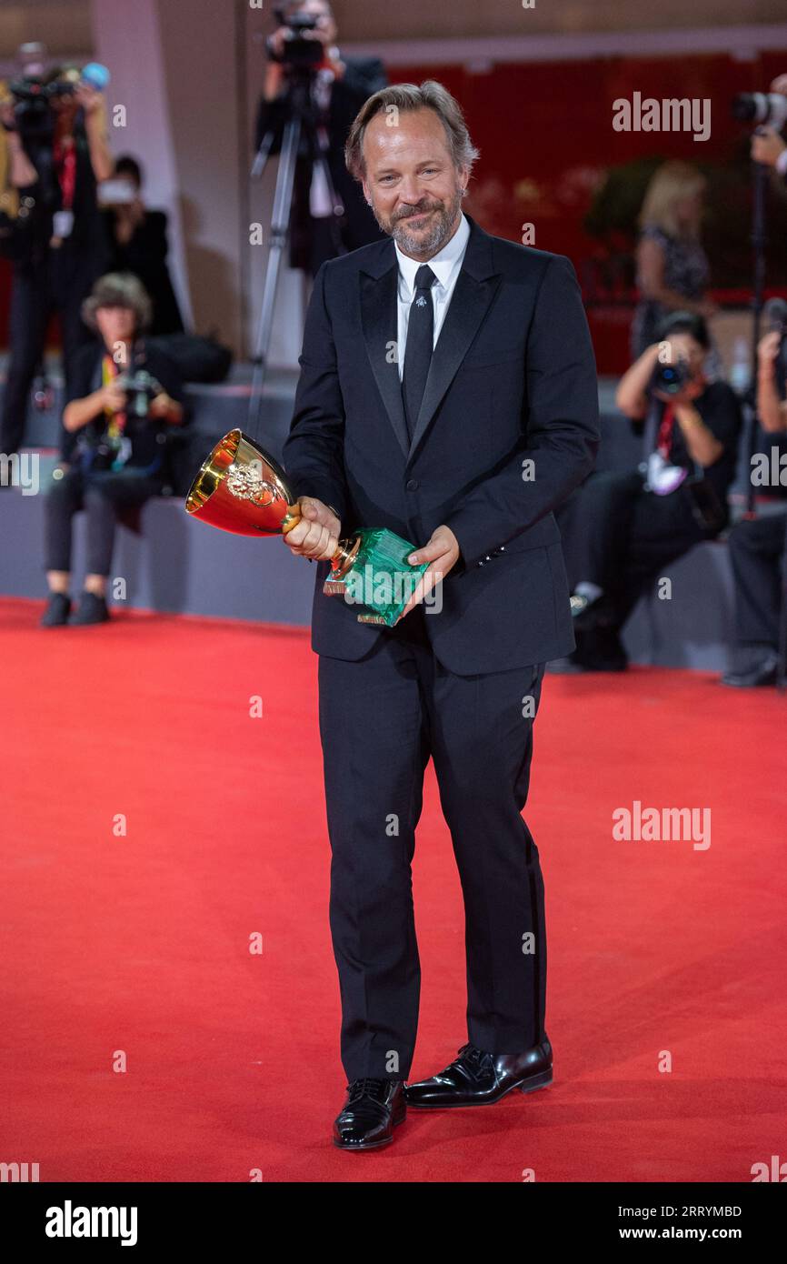 Venice, Italy. 09th Sep, 2023. Peter Sarsgaard poses with the Coppa ...