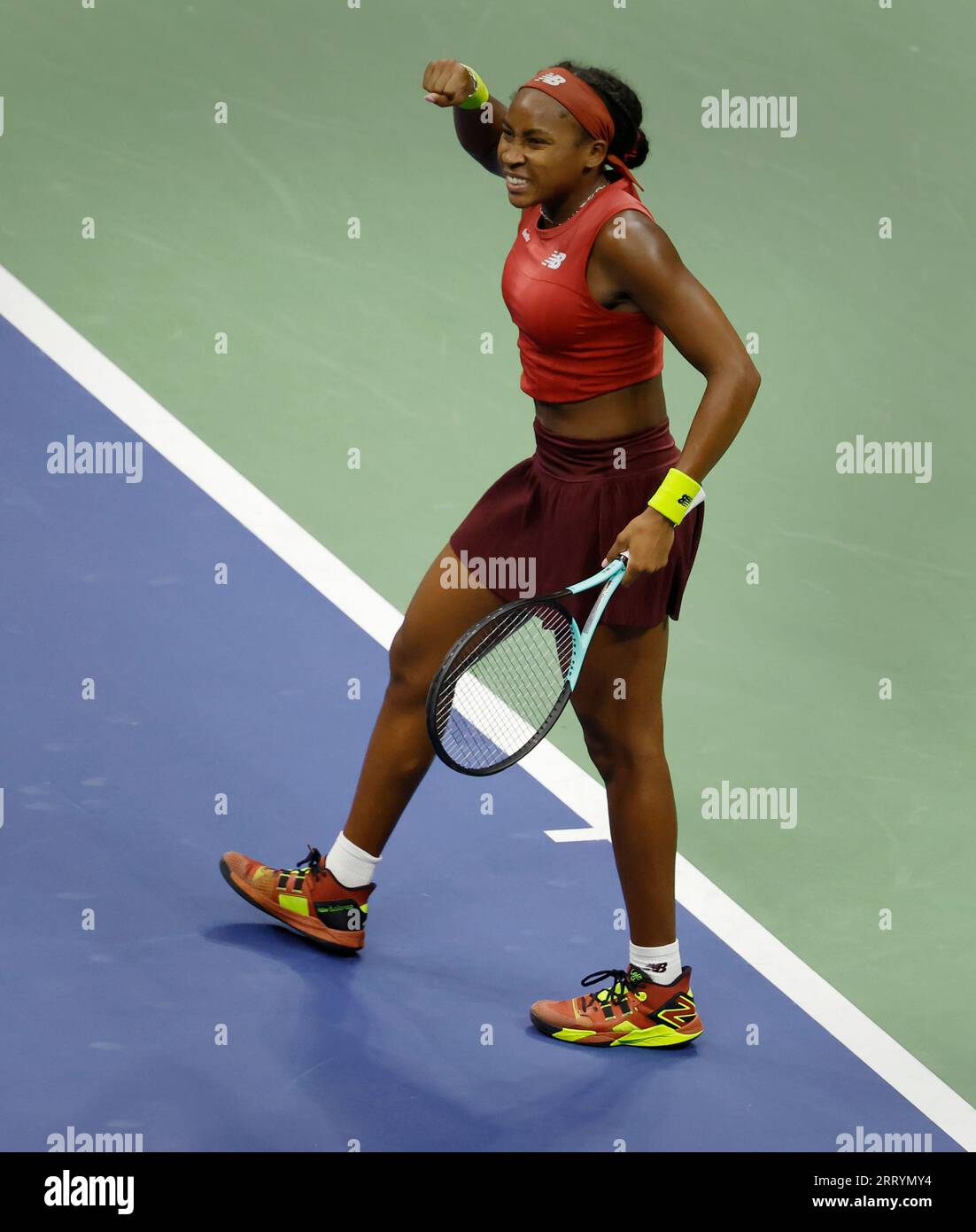 Flushing Meadow, United States. 09th Sep, 2023. Coco Gauff reacts after ...