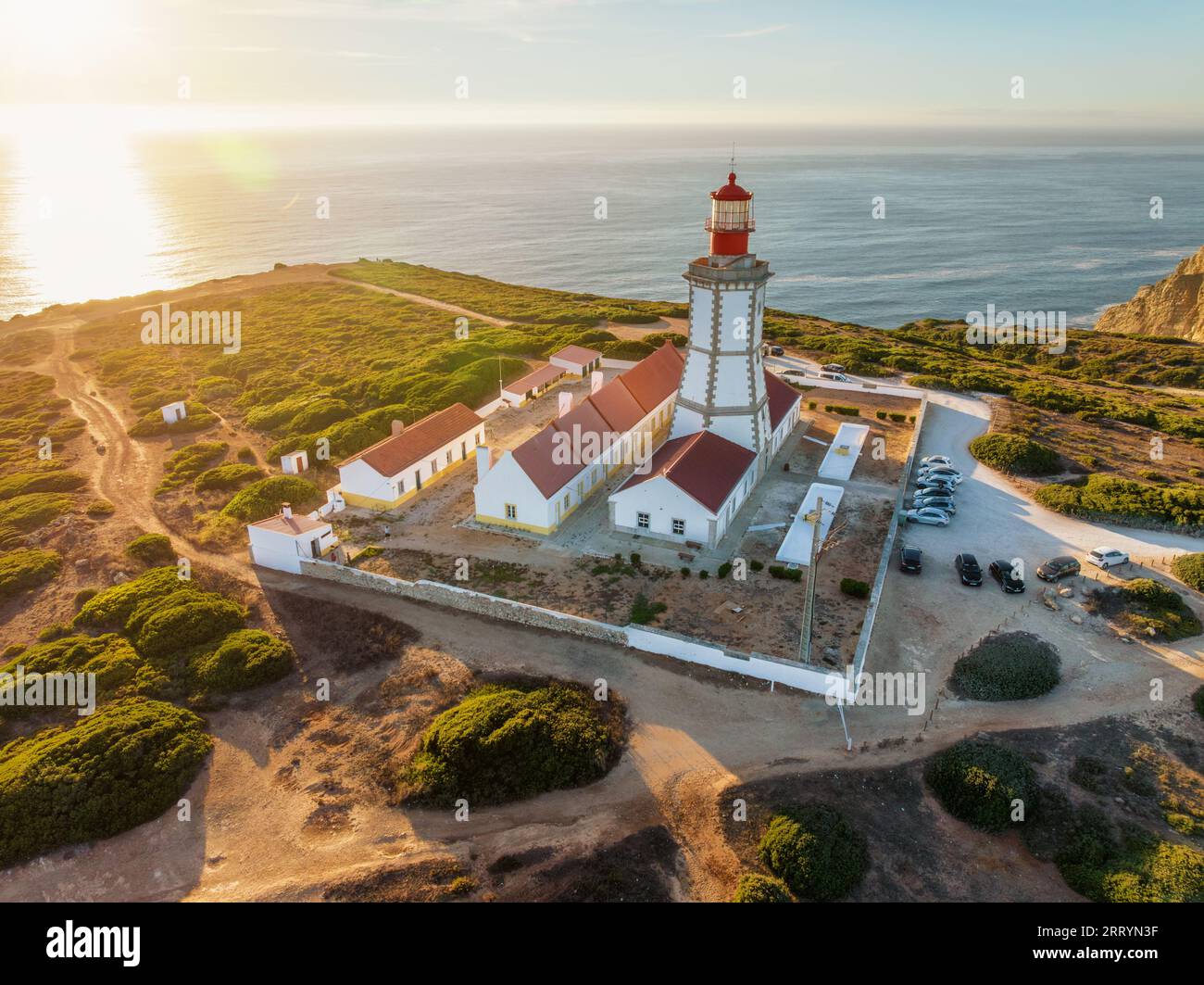 Lighthouse on Cabo Espichel cape Espichel on Atlantic ocean Stock Photo - Alamy