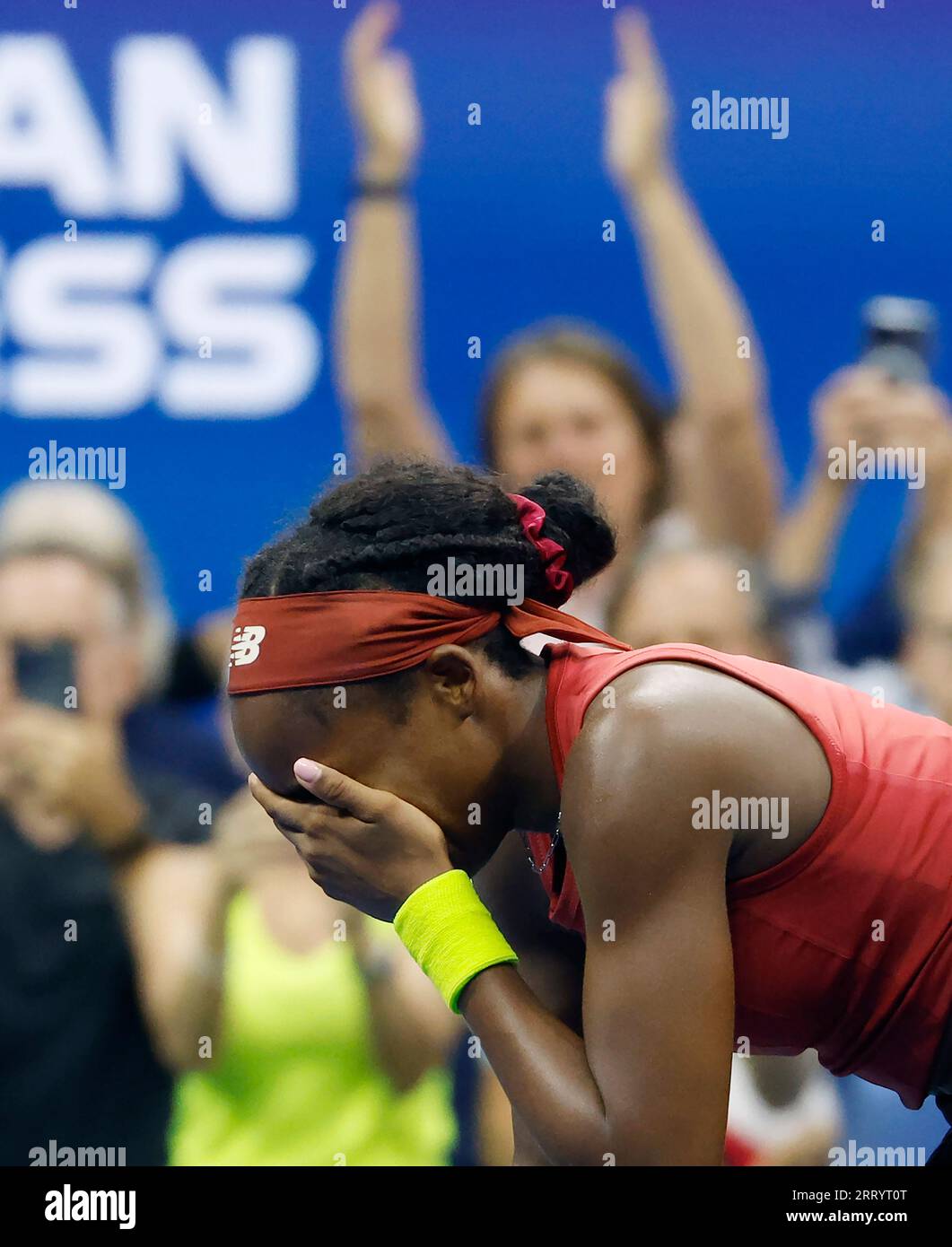 Flushing Meadow, United States. 09th Sep, 2023. Coco Gauff reacts after ...