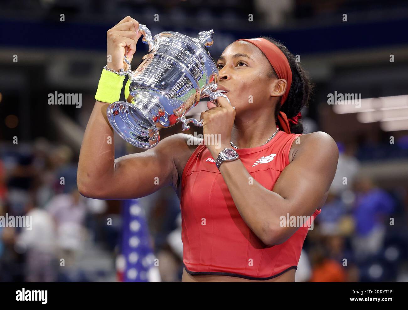 Flushing Meadow, United States. 09th Sep, 2023. Coco Gauff kisses the ...