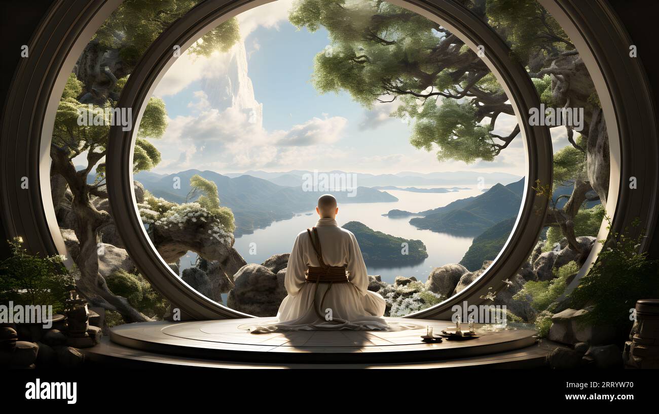 Japan monk meditating hi-res stock photography and images - Alamy
