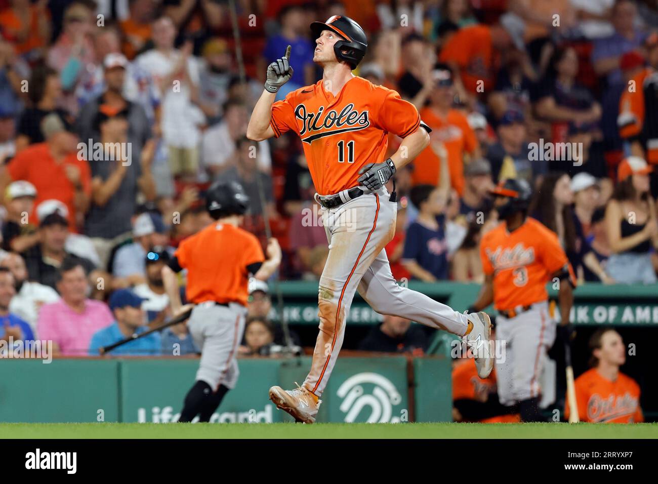 Baltimore Orioles' Jordan Westburg (11) celebrates after his solo home ...