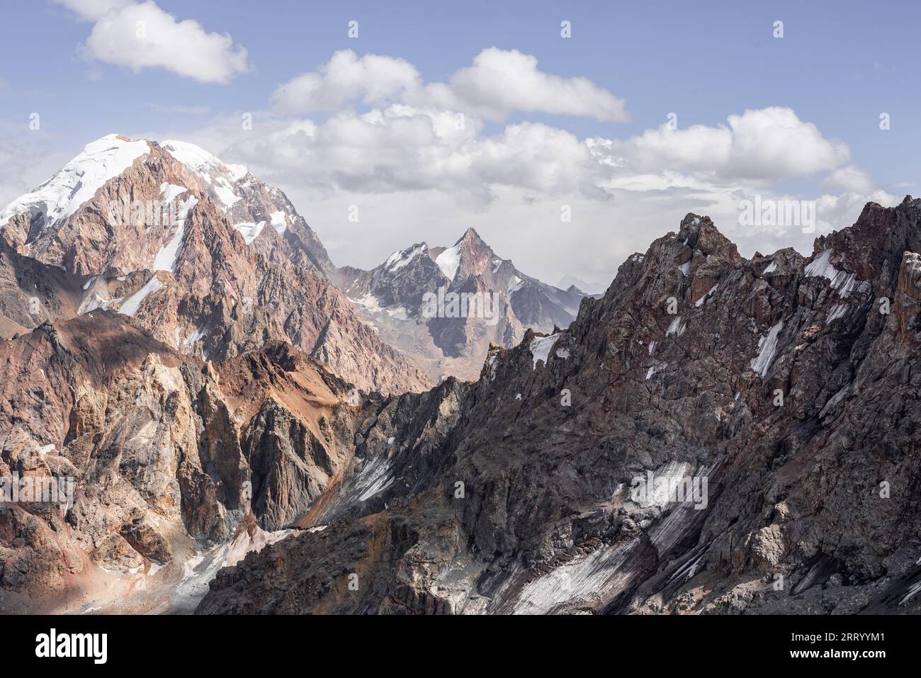 Sharp and snow-capped mountain peaks in Tajikistan Stock Photo - Alamy