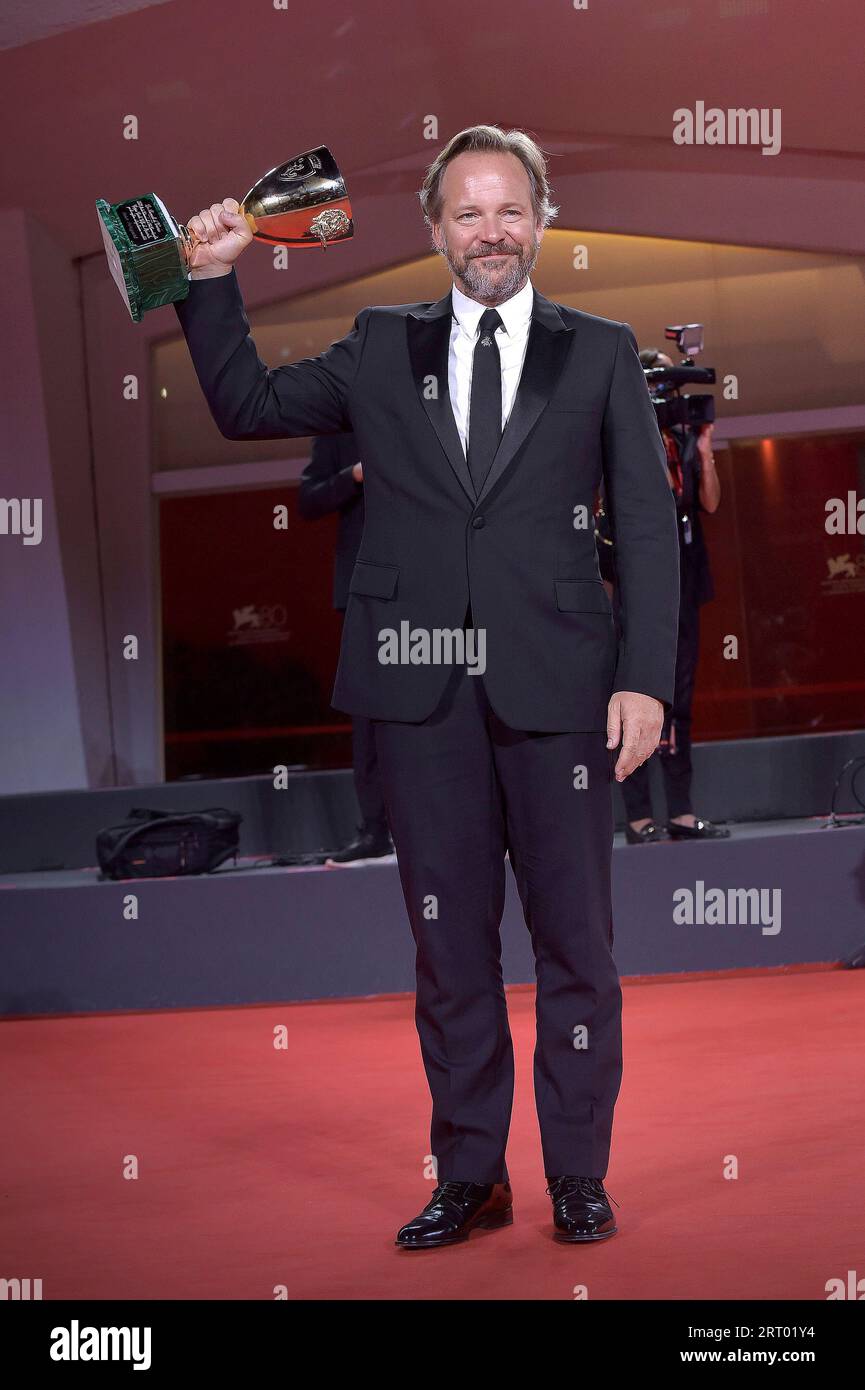 Venezia, Italy. 09th Sep, 2023. Peter Sarsgaard poses with the Coppa ...