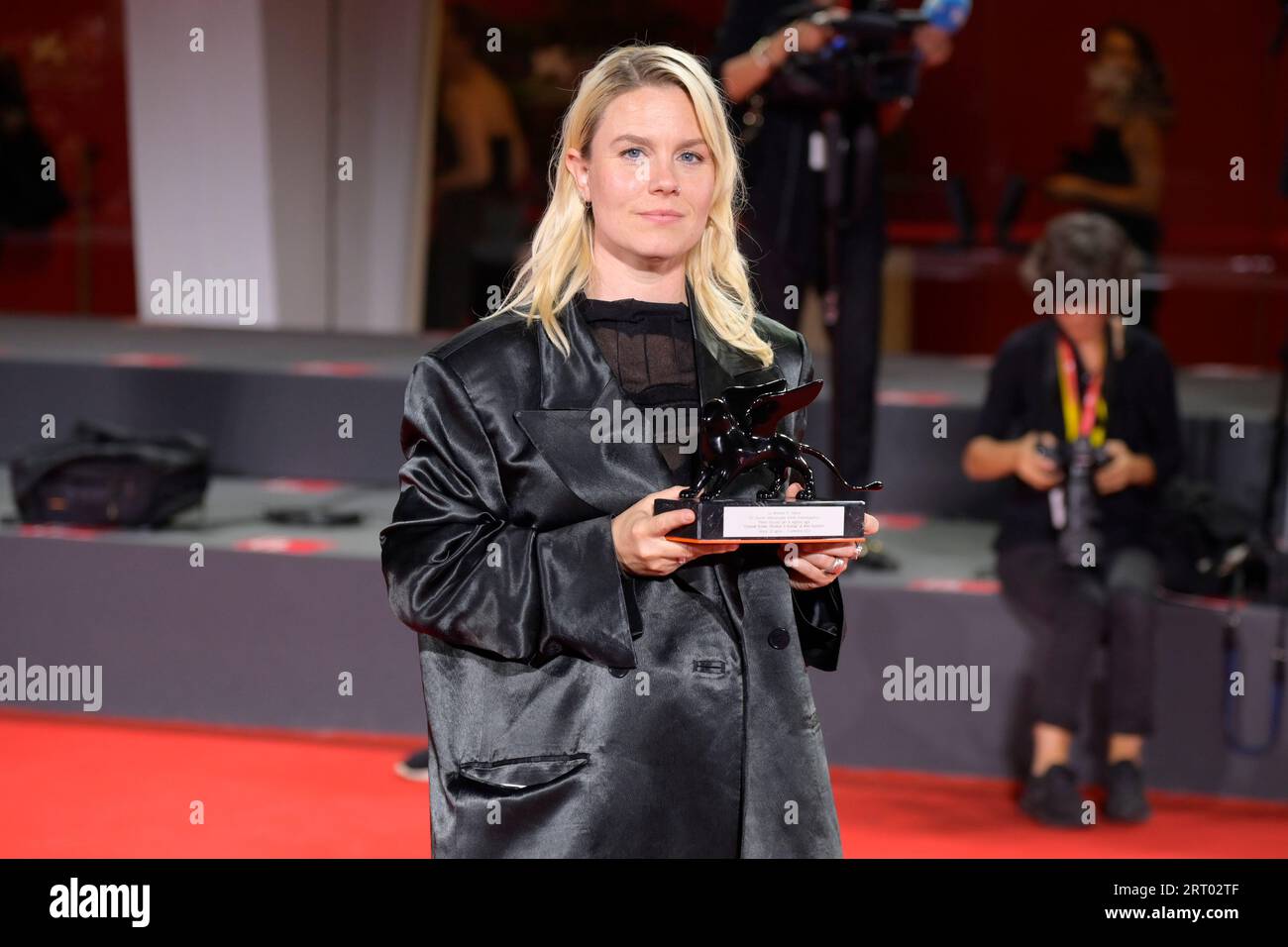 Venice Lido, Italy. 09th Sep, 2023. Mika Gustafson poses with the Best ...