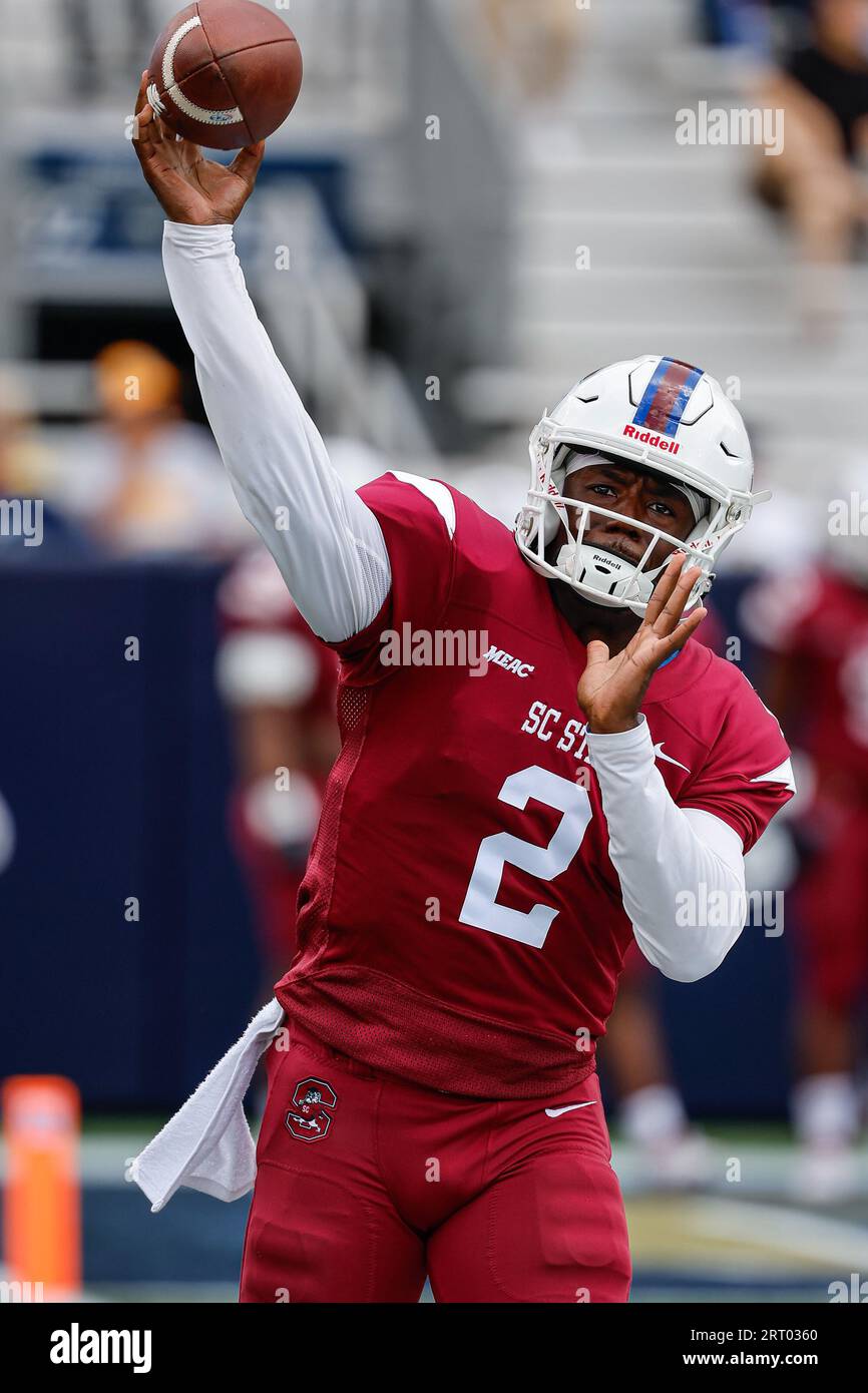 September 9, 2023: South Carolina State's Corey Fields, Jr. (2) warms ...