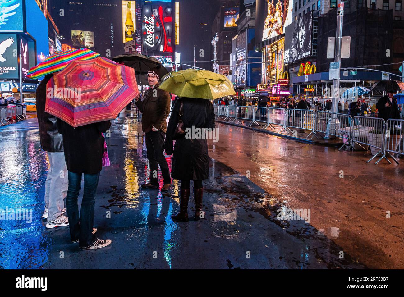 Rain Times Square Theater District Manhattan New York, New York, USA Stock Photo - Alamy
