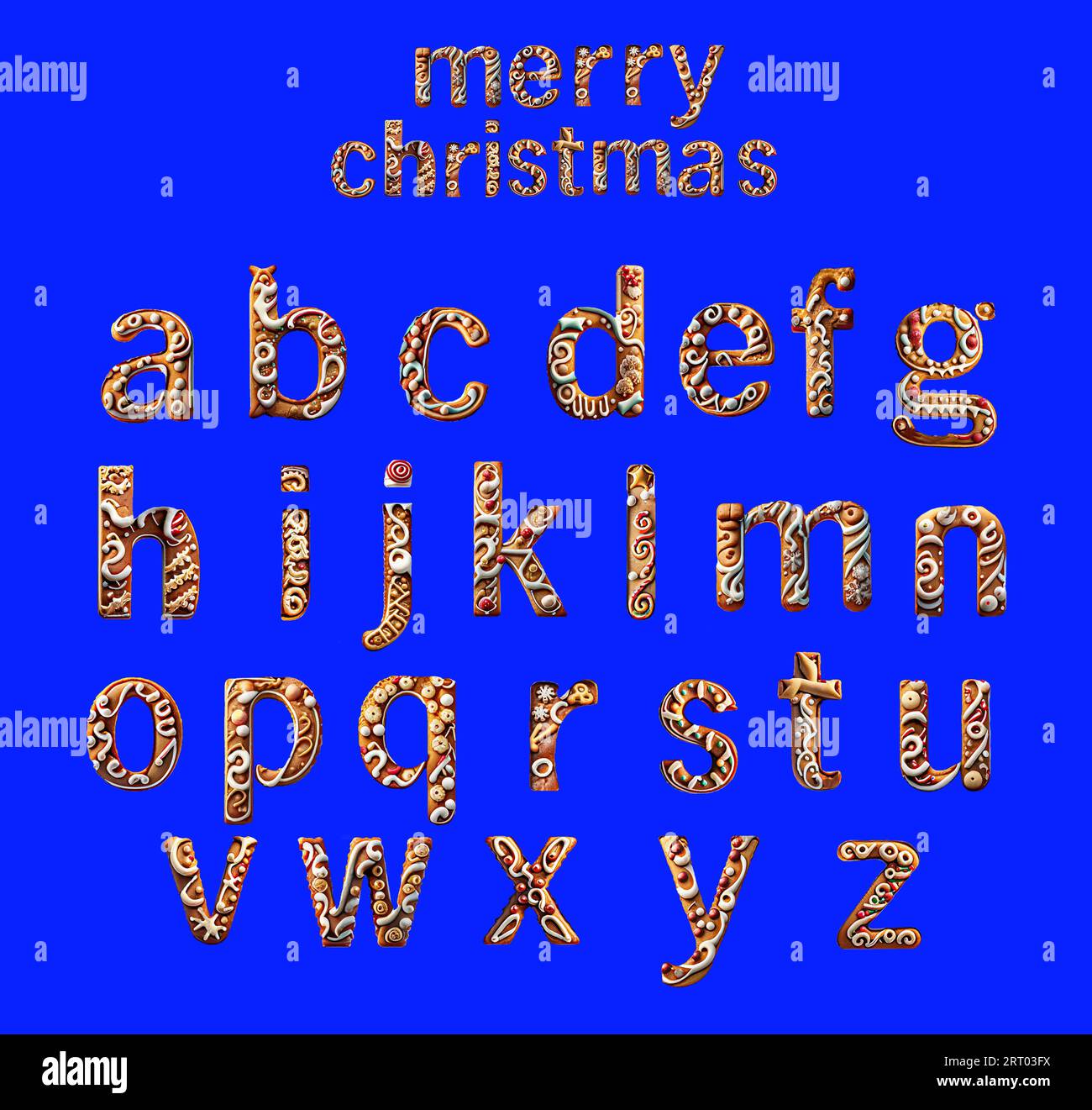 Christmas alphabet ,ginger bread ,holiday cookie texture, lower case ...
