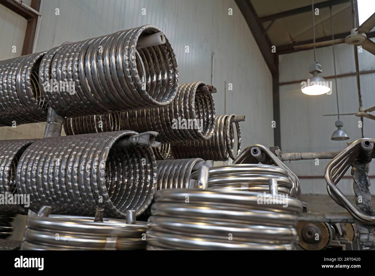 The yacht steering wheel production line is in a factory Stock Photo ...
