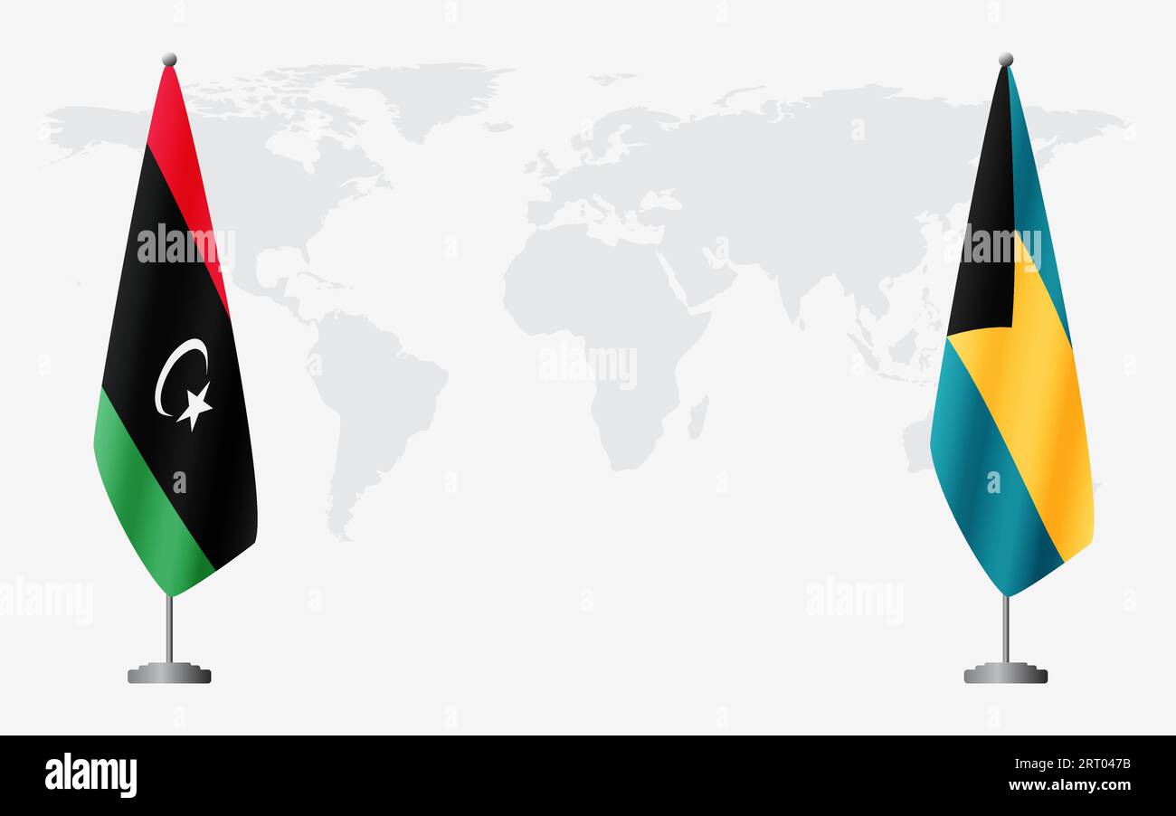 Libya and Bahamas flags for official meeting against background of world map Stock Vector Image ...