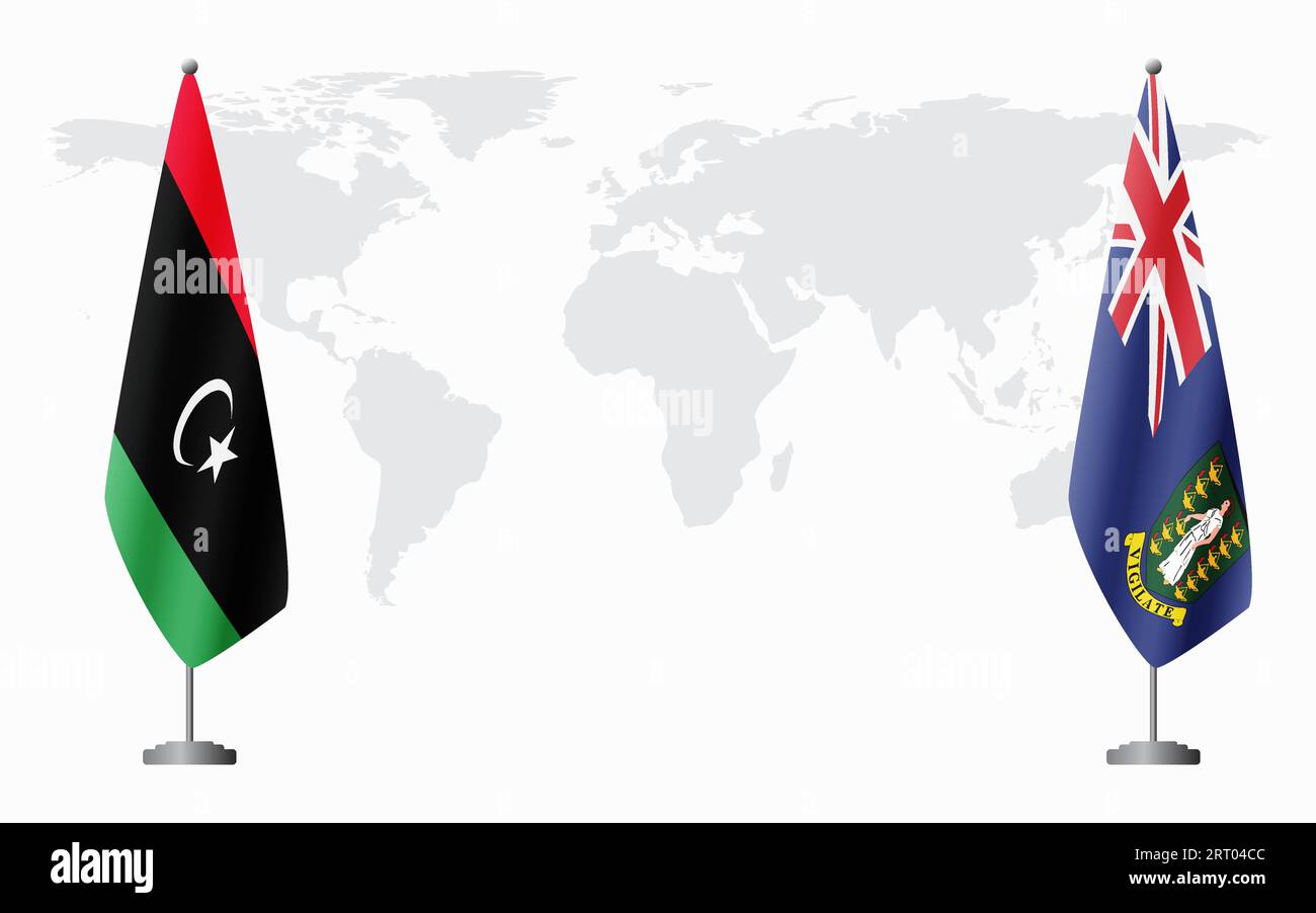 Libya and British Virgin Islands flags for official meeting against ...