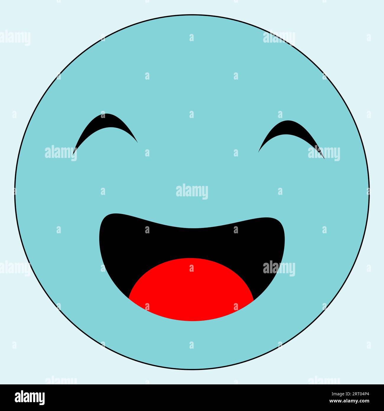 A simple laughing face, blue and black circular face, suitable for ...