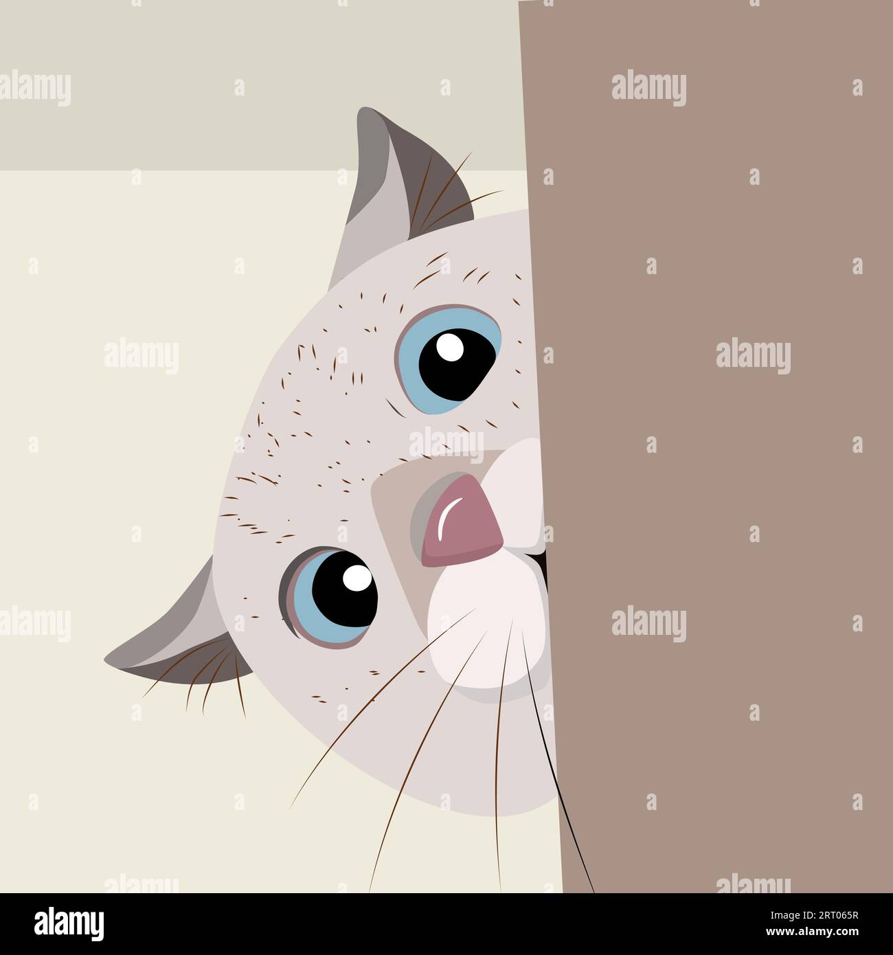 illustration vector graphic of a cat peeking from behind the wall Stock ...