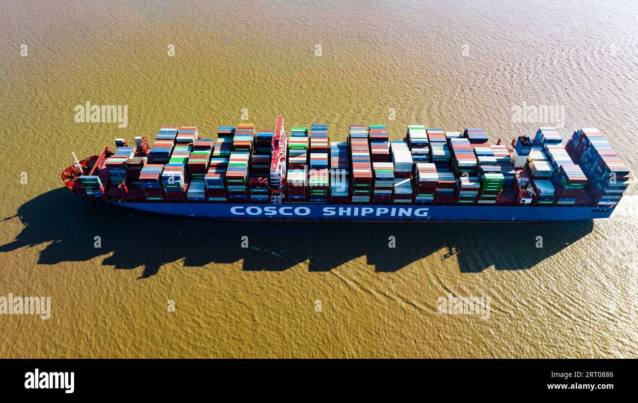 SHANGHAI, CHINA - SEPTEMBER 9, 2023 - A super-large container ship ...