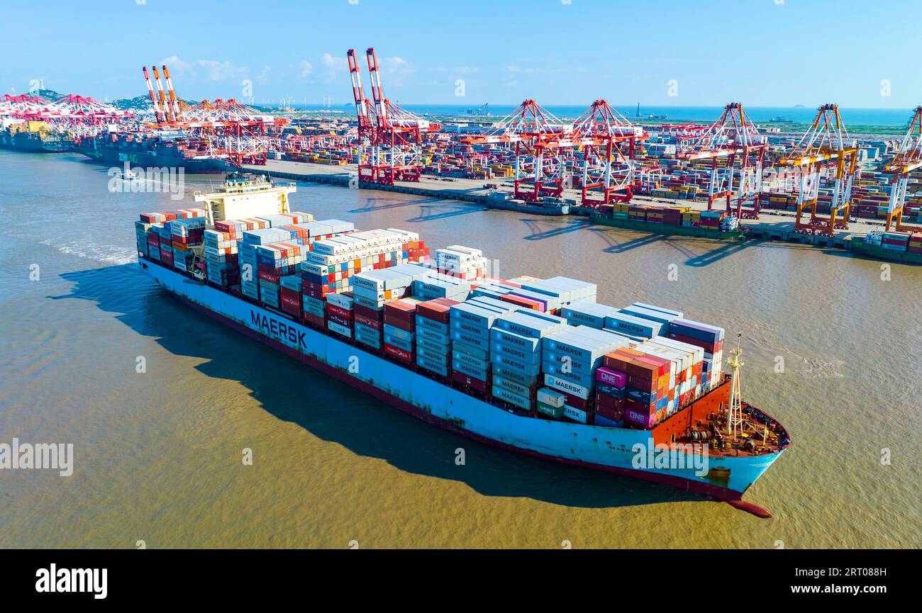 SHANGHAI, CHINA - SEPTEMBER 9, 2023 - A super-large container ship ...