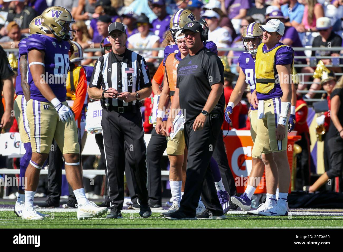SEATTLE, WA - SEPTEMBER 09: Washington head coach Kalen DeBour during a ...