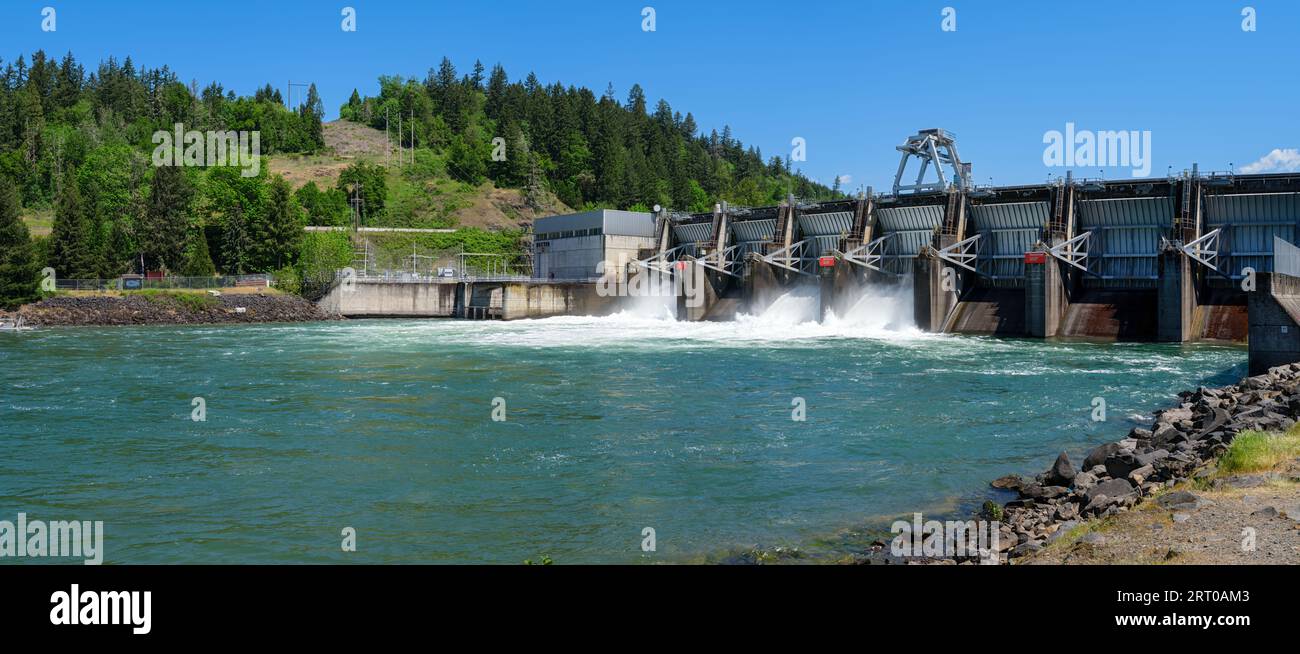 Panorama of water from the Willamette River Middle Fork flowing through ...