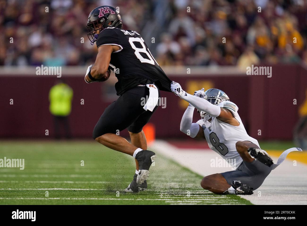 Minnesota tight end Brevyn Spann-Ford (88) is stopped by Eastern ...
