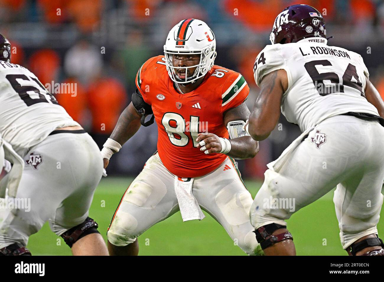 MIAMI GARDENS, FL - SEPTEMBER 09: Miami defensive lineman Jared ...