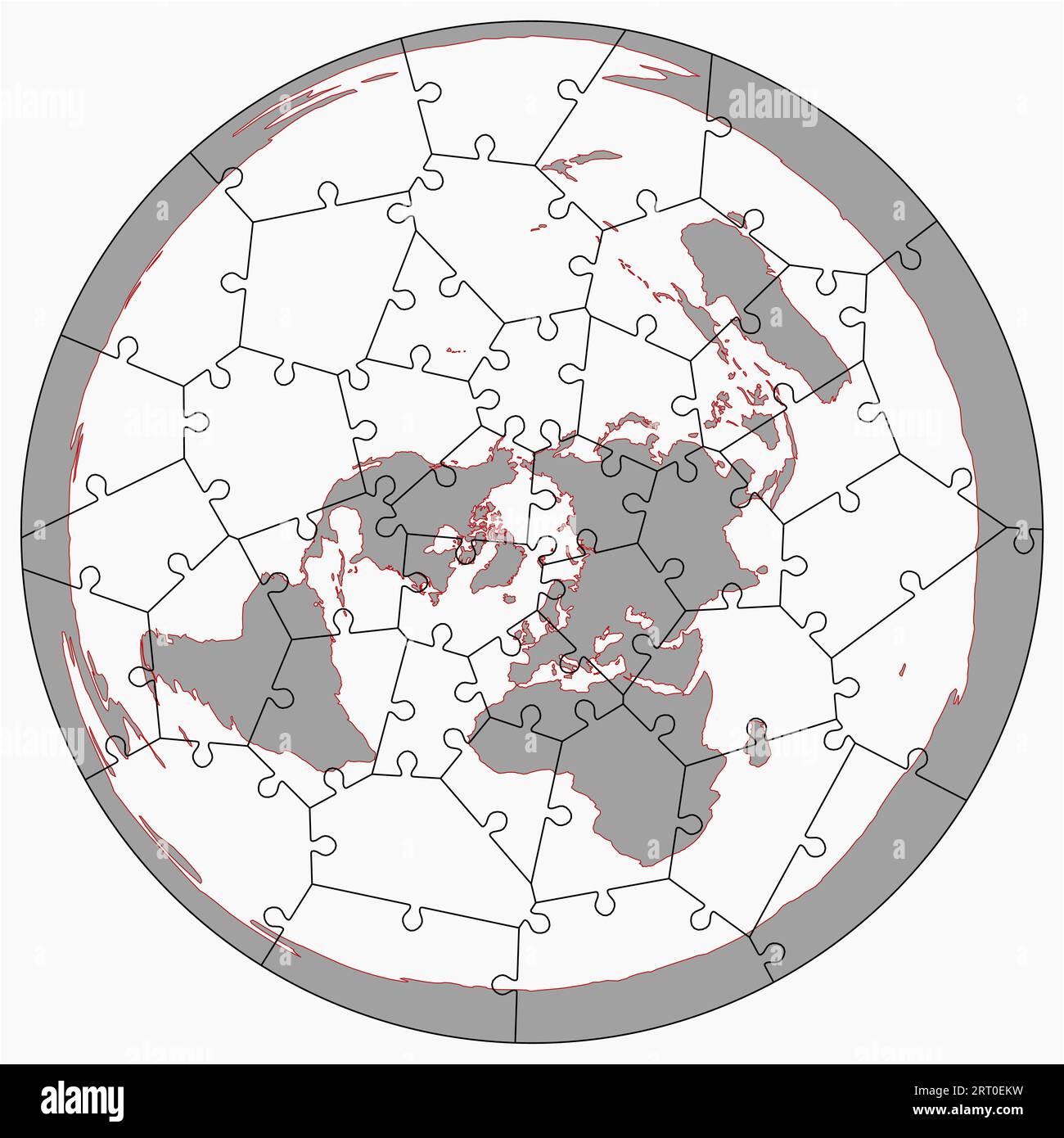 Cnc laser cutting world map Circular Voronoi Puzzle Vector illustration ...