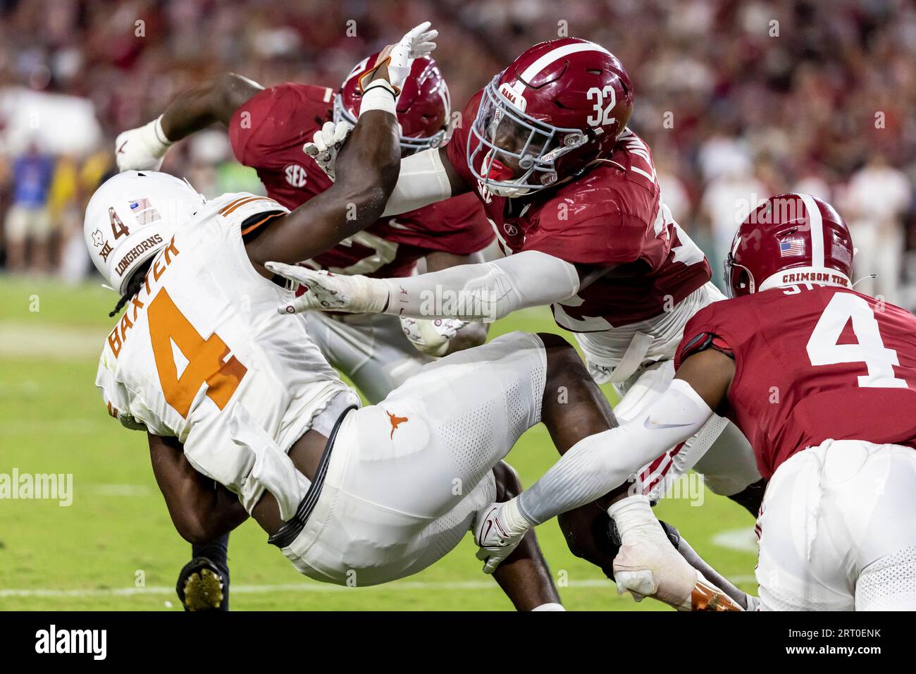 Alabama linebacker Deontae Lawson (32) slams Texas running back CJ ...