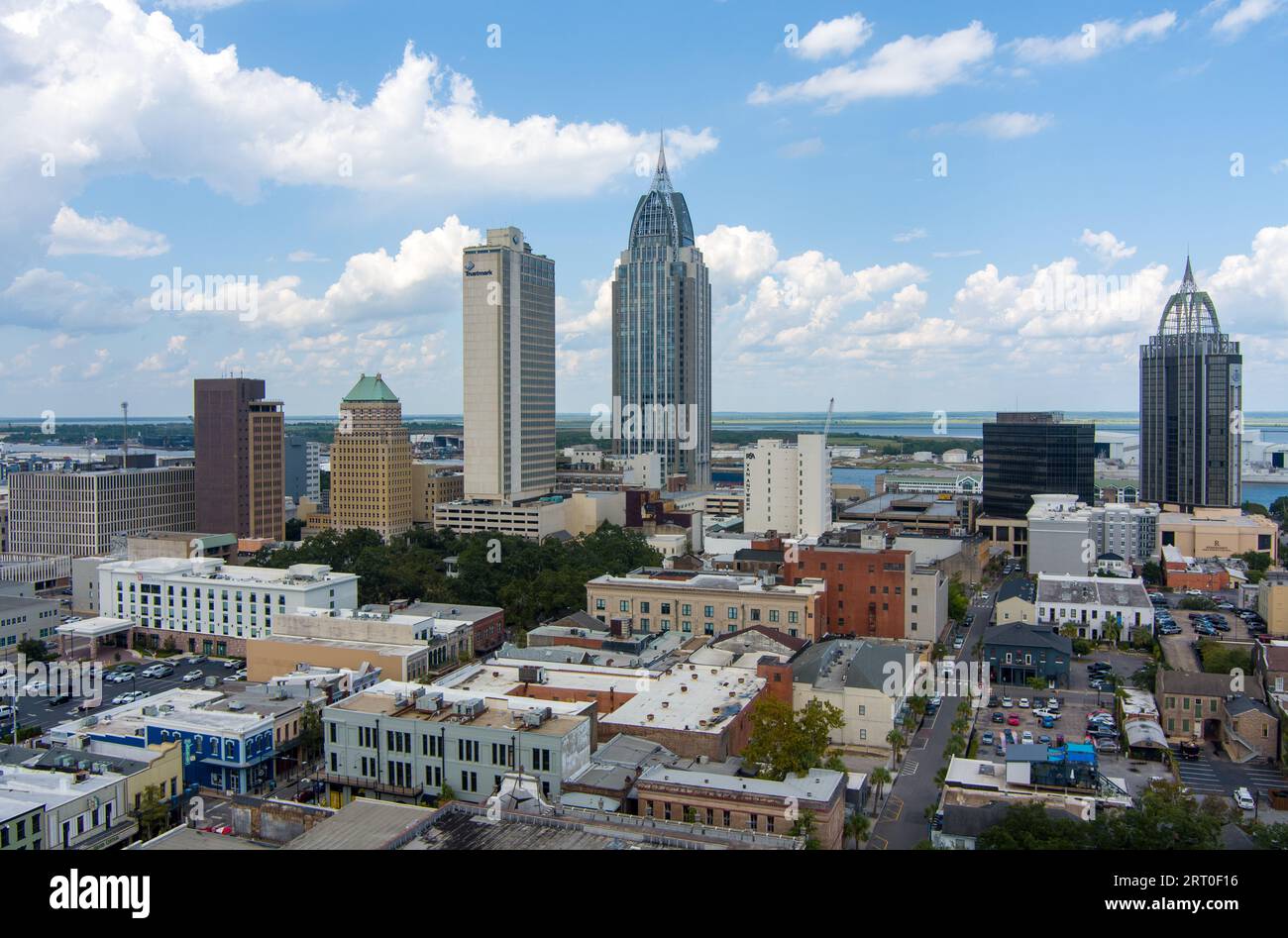 Aerial view of the downtown Mobile, Alabama waterfront skyline Stock ...